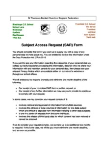 Subject Access Request (SAR) Form – Blackboys C of E Primary School
